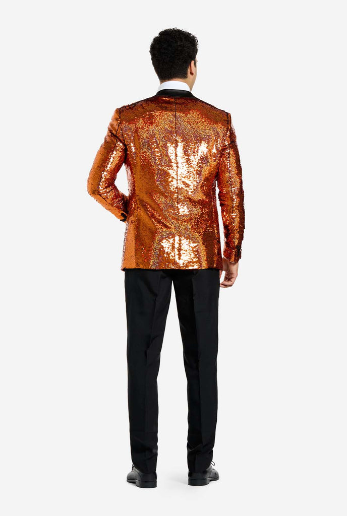 Splendid Sequins | Orange Sequins Jacket Tuxedo | OppoSuits