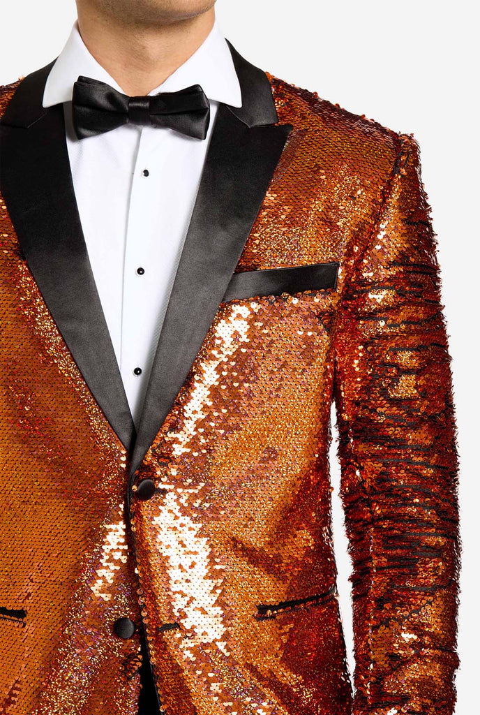 Splendid Sequins | Orange Sequins Jacket Tuxedo | OppoSuits