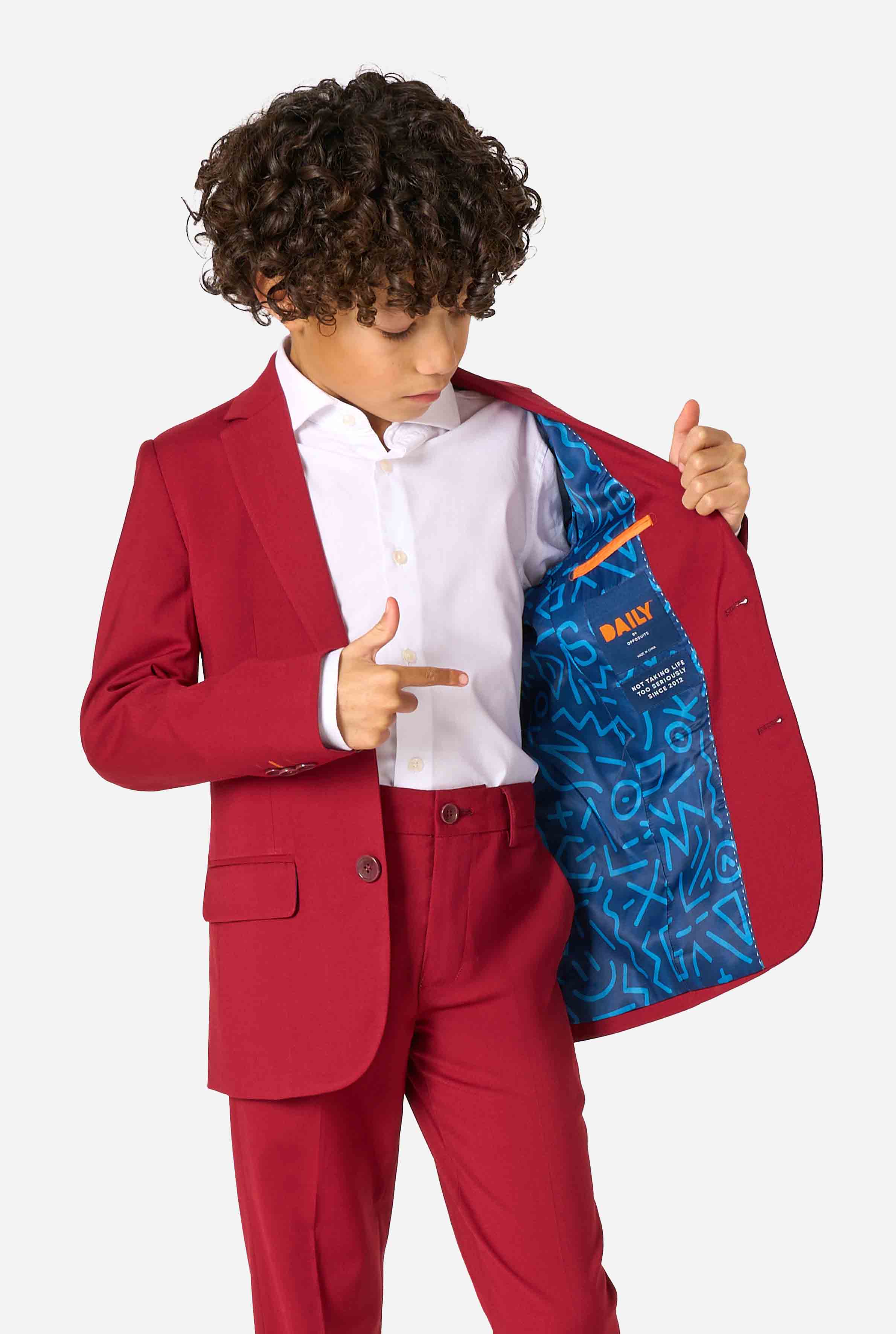Bright Burgundy Boys Suit | Red suit kids | OppoSuits Daily
