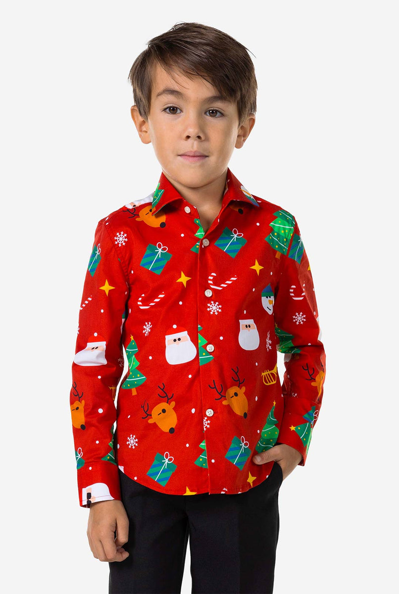 Festivity Red Boys Shirt - OppoSuits