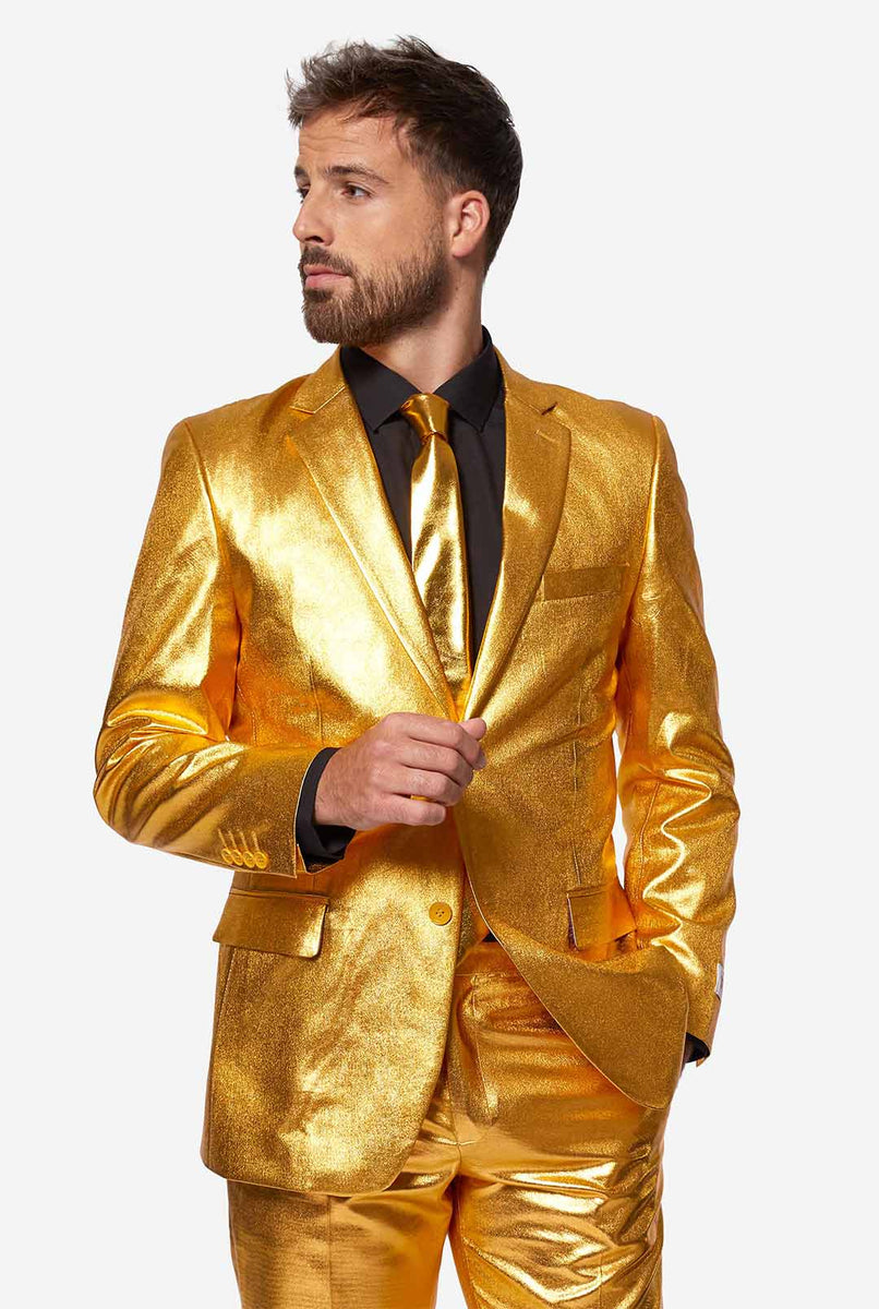 Groovy Gold | Golden foil print Men's Suit | OppoSuits