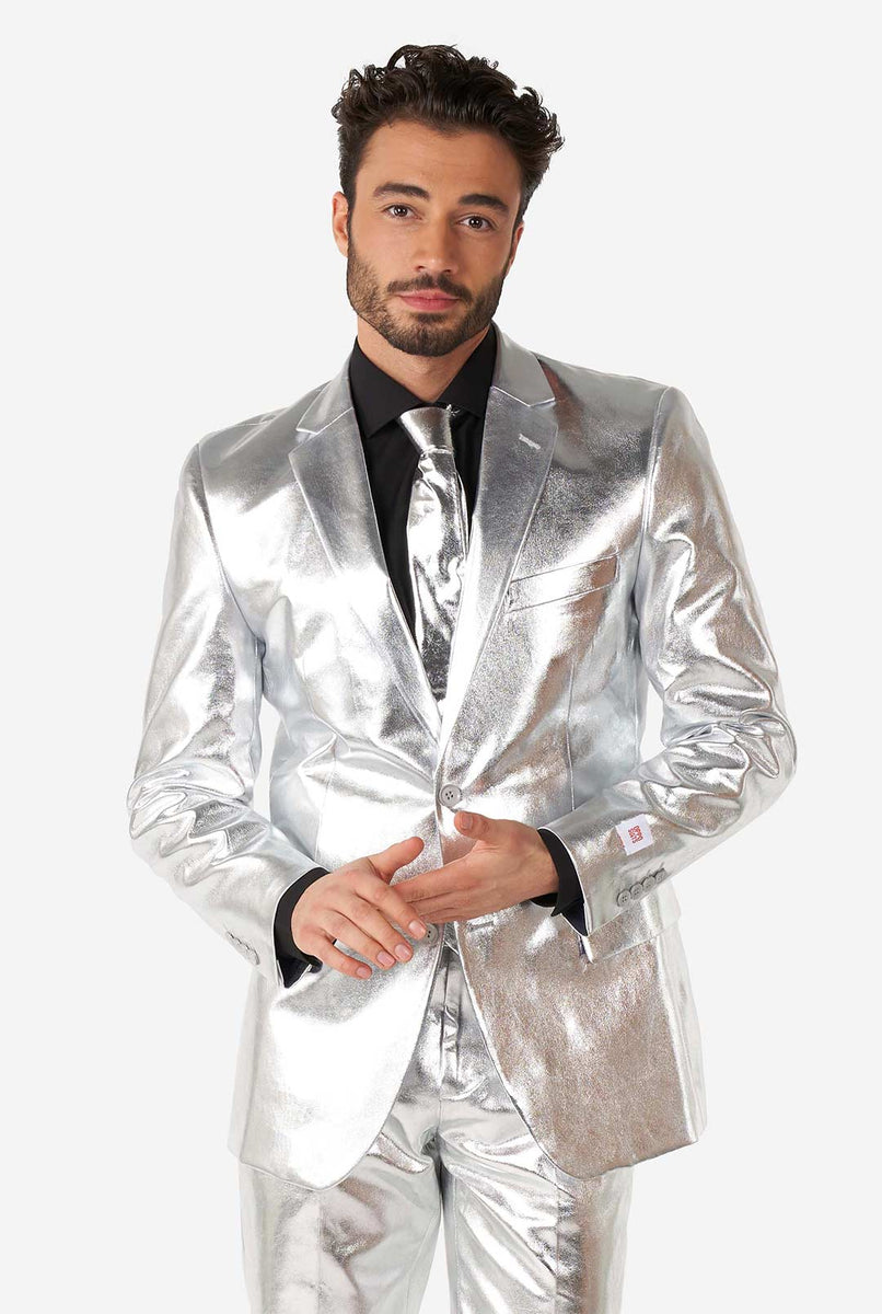 Shiny Silver Suit | Silver Suit for men | OppoSuits